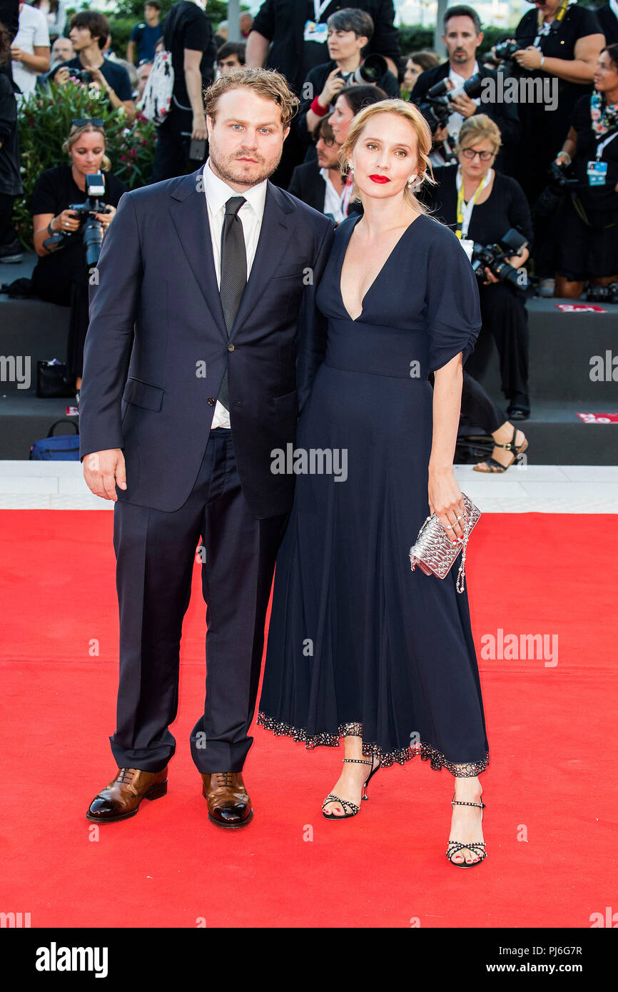 Venice, Italy. 4th Sep 2018. Brady Corbet and wife Mona Fastvold ...