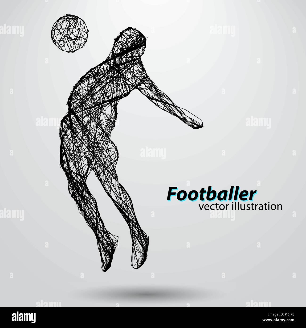 silhouette of a football player. Text and background on a separate ...