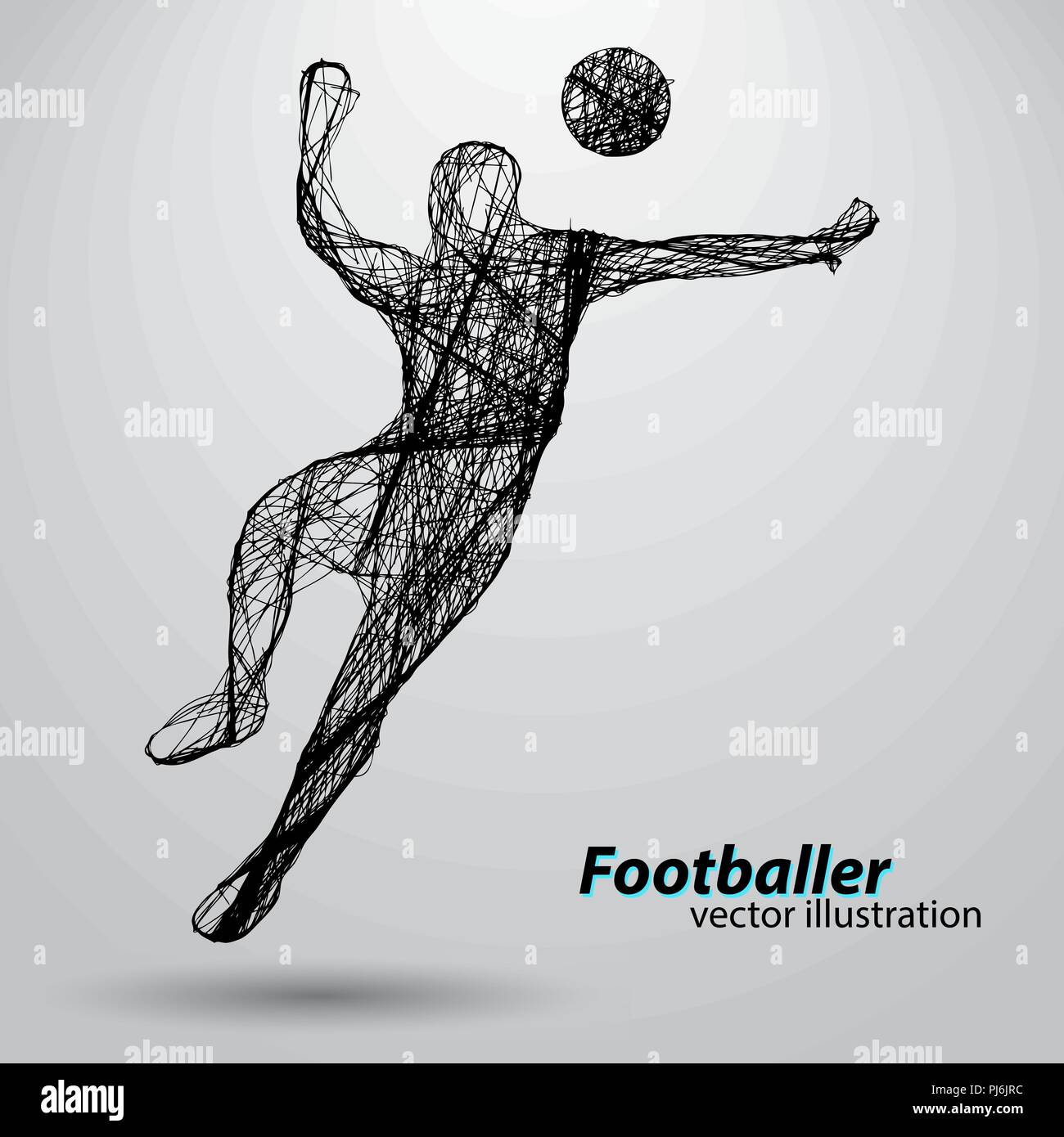 silhouette of a football player. Text and background on a separate ...