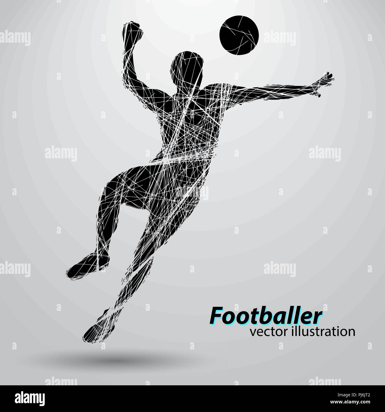 silhouette of a football player. Text and background on a separate ...
