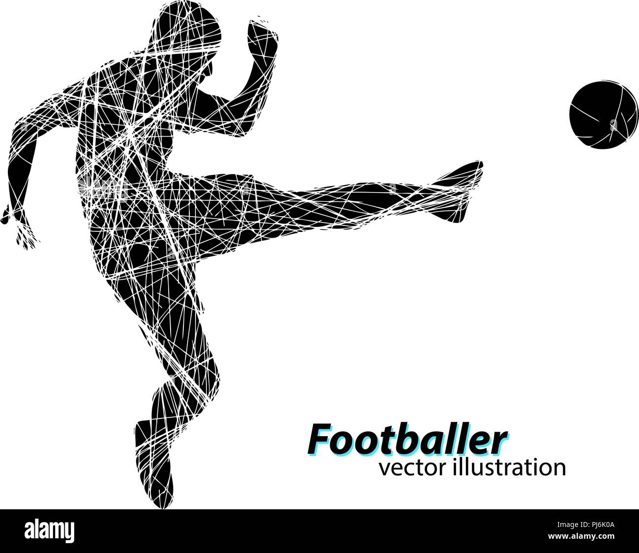 silhouette of a football player. Text and background on a separate ...