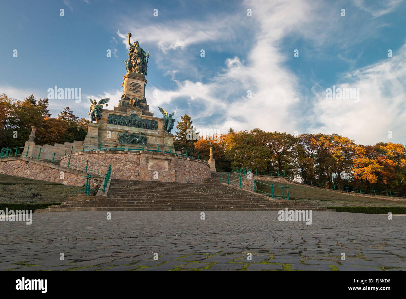Niederwalddenkmal with Germania statue above Ruedesheim, Germany Stock ...