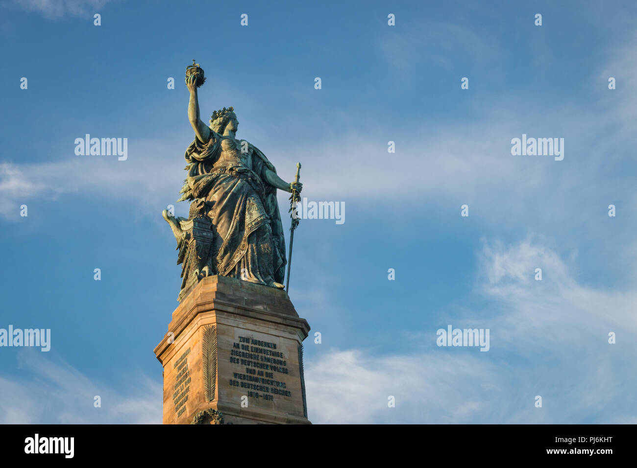 Niederwalddenkmal with Germania statue above Ruedesheim, Germany Stock ...