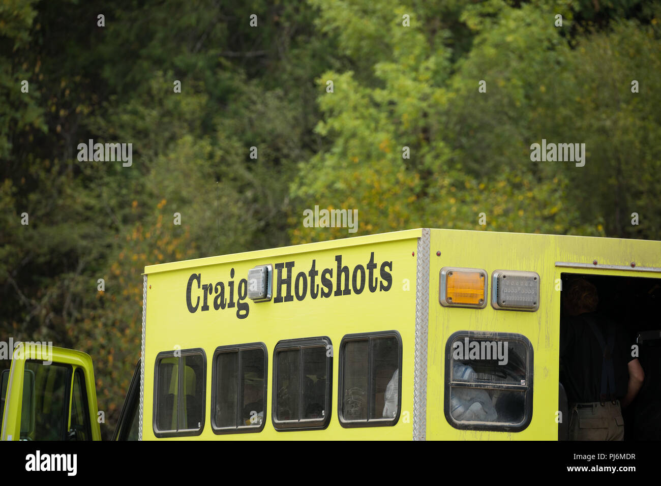 Terwilliger Fire Camp, OR, USA - August 30, 2018: Craig Hotshots fire ...