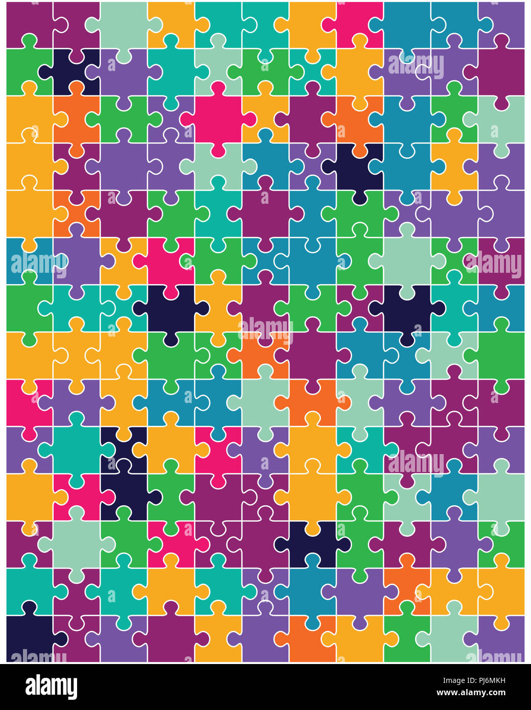 Vector illustration of colorful puzzle, separate pieces Stock Photo - Alamy