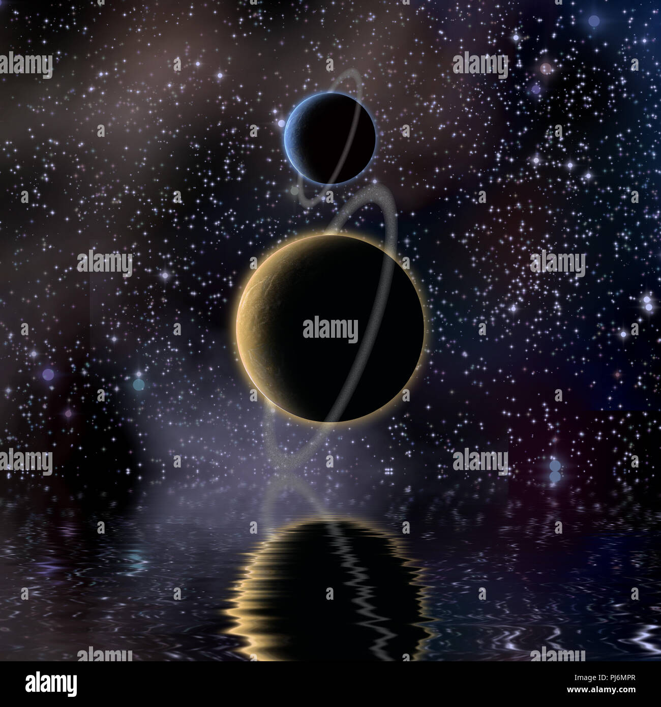 Waters reflection and Planets Stock Photo - Alamy