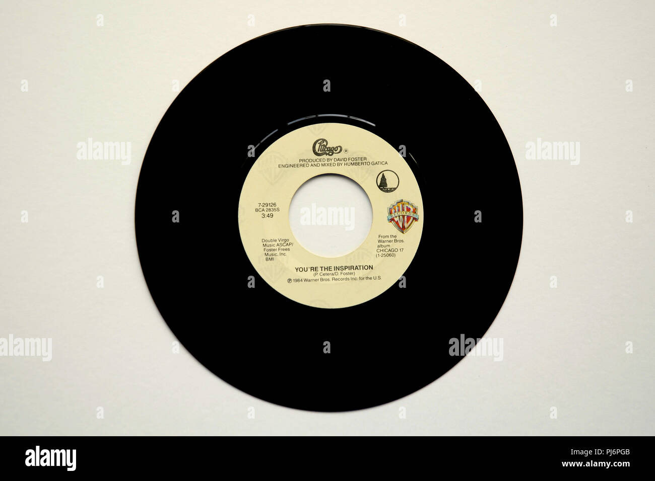 45 RPM vinyl record of Chicago's song "You're the Inspiration" released ...