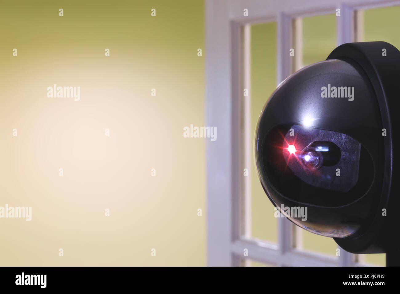 Real security camera inside of the office building or home room, in ...