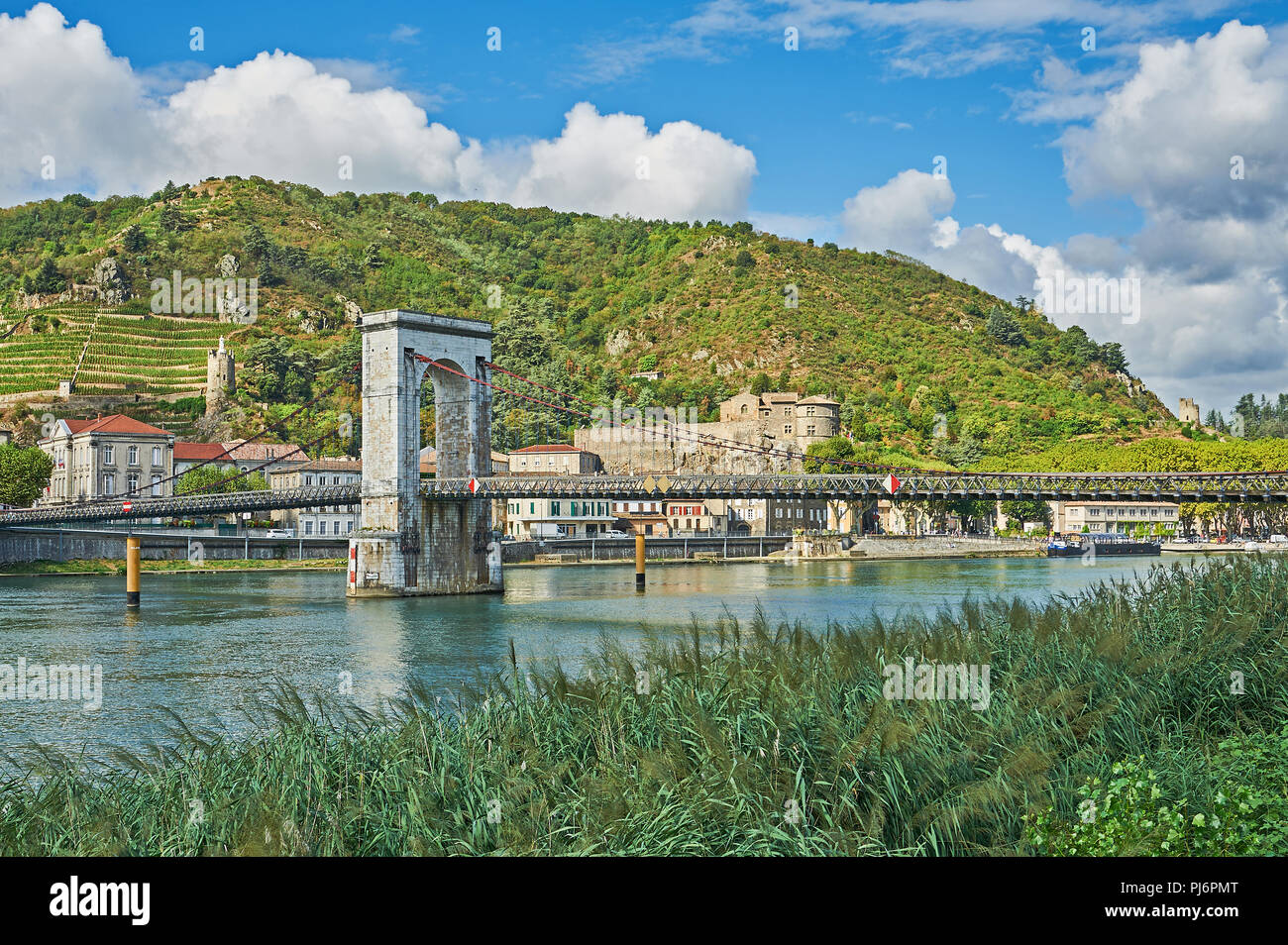The historic suspension bridge built by Marc Seguin across the River ...