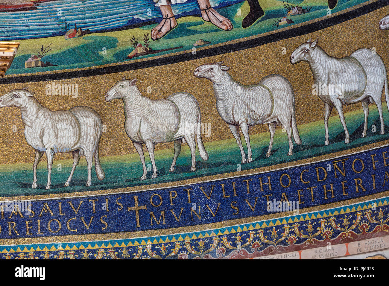 Mosaics (6th century), Church of Saints Cosmas and Damian interior ...