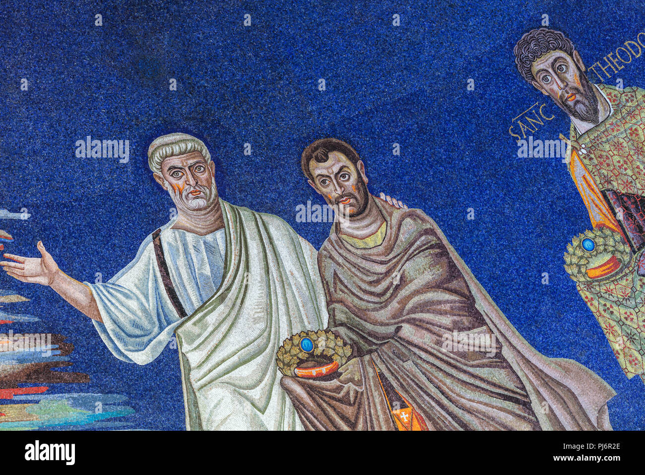 Mosaics (6th century), Church of Saints Cosmas and Damian interior ...