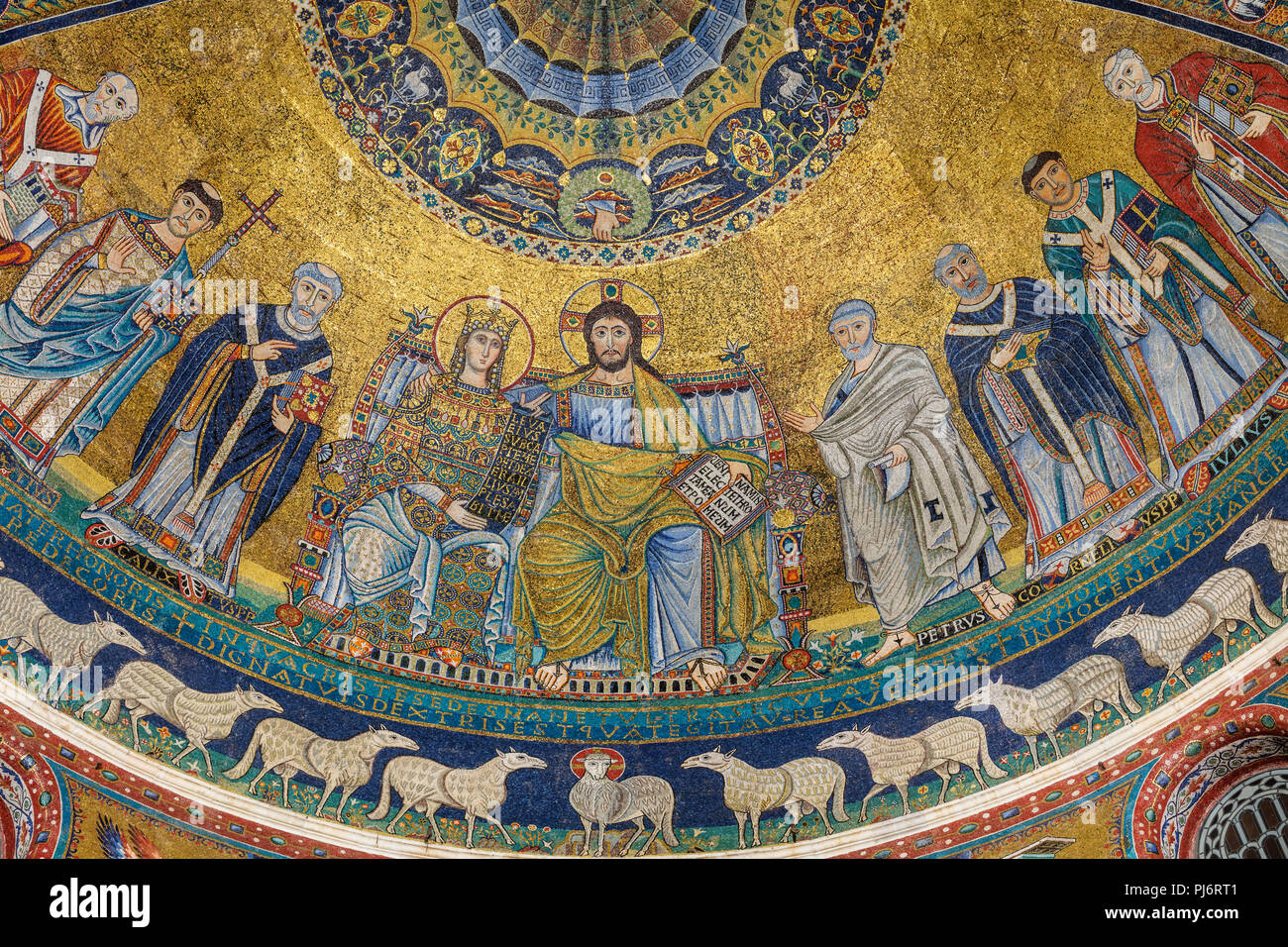 Mosaics (12th century), Church of Our Lady in Trastevere interior, Basilica of Santa Maria in ...