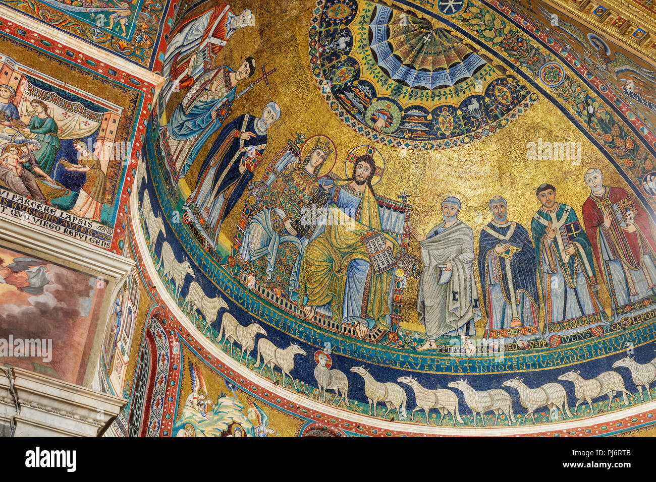 Mosaics (12th century), Church of Our Lady in Trastevere interior ...