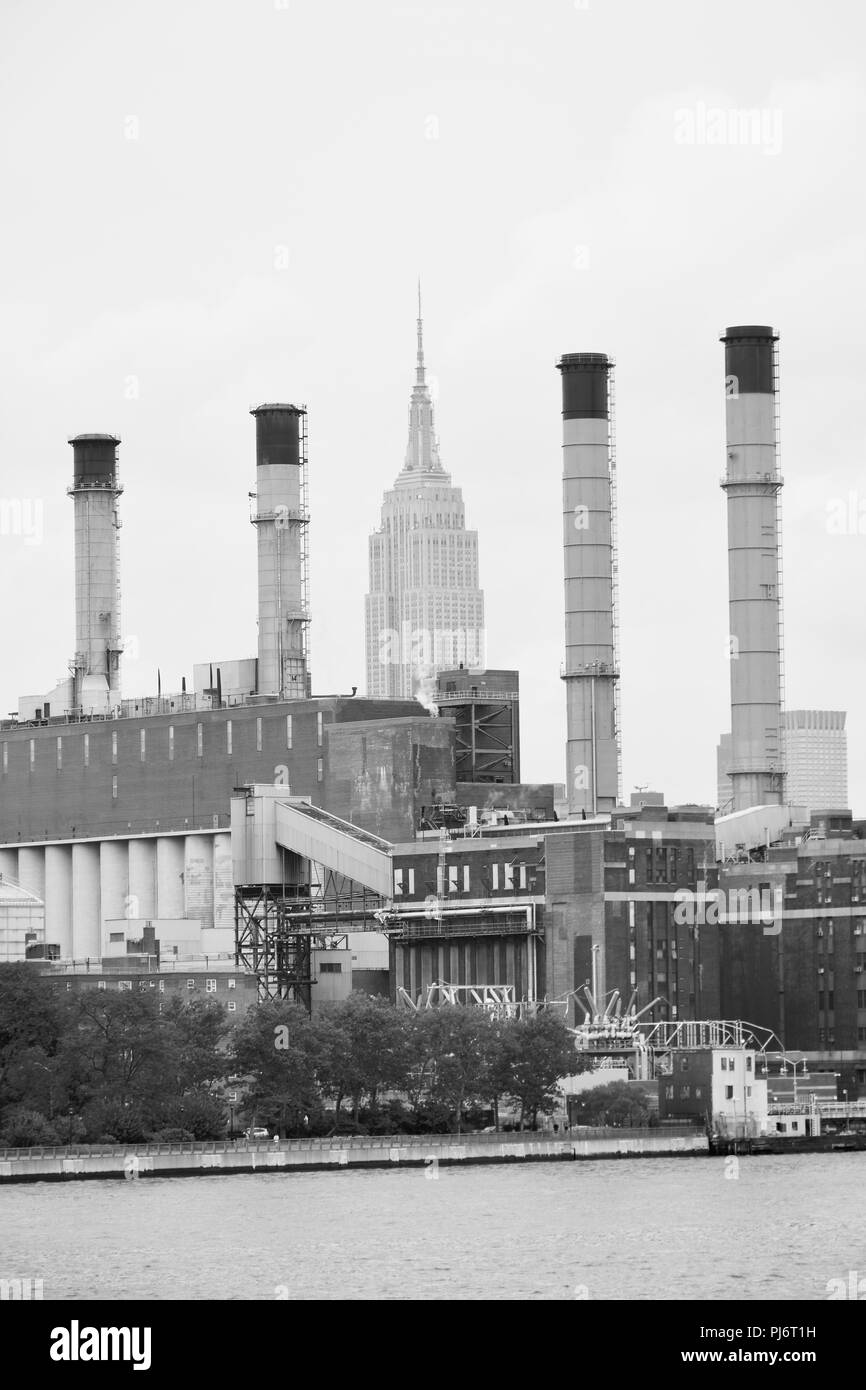 Factory Building With Smoke Stacks