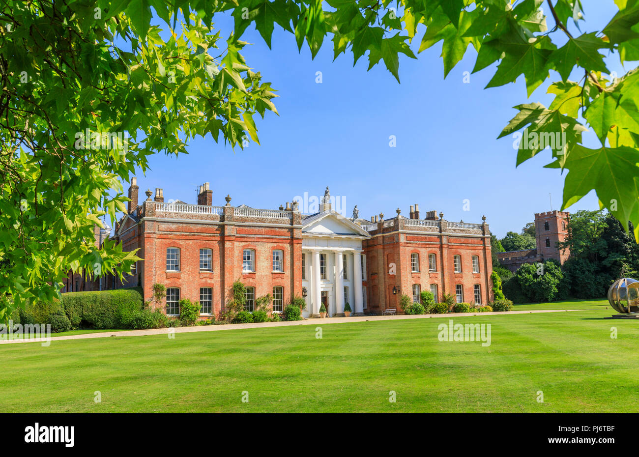Avington Park facade and portico, a Palladian mansion country house ...