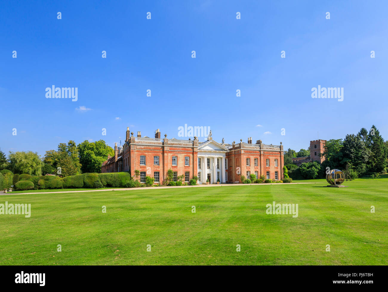 Avington Park facade and portico, a Palladian mansion country house ...