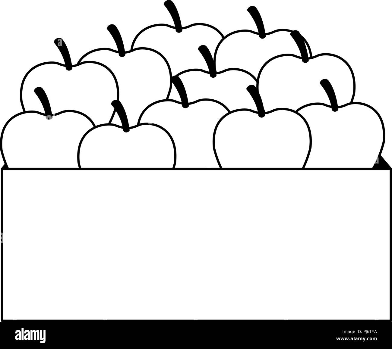 Apples inside box in black and white Stock Vector Image & Art - Alamy