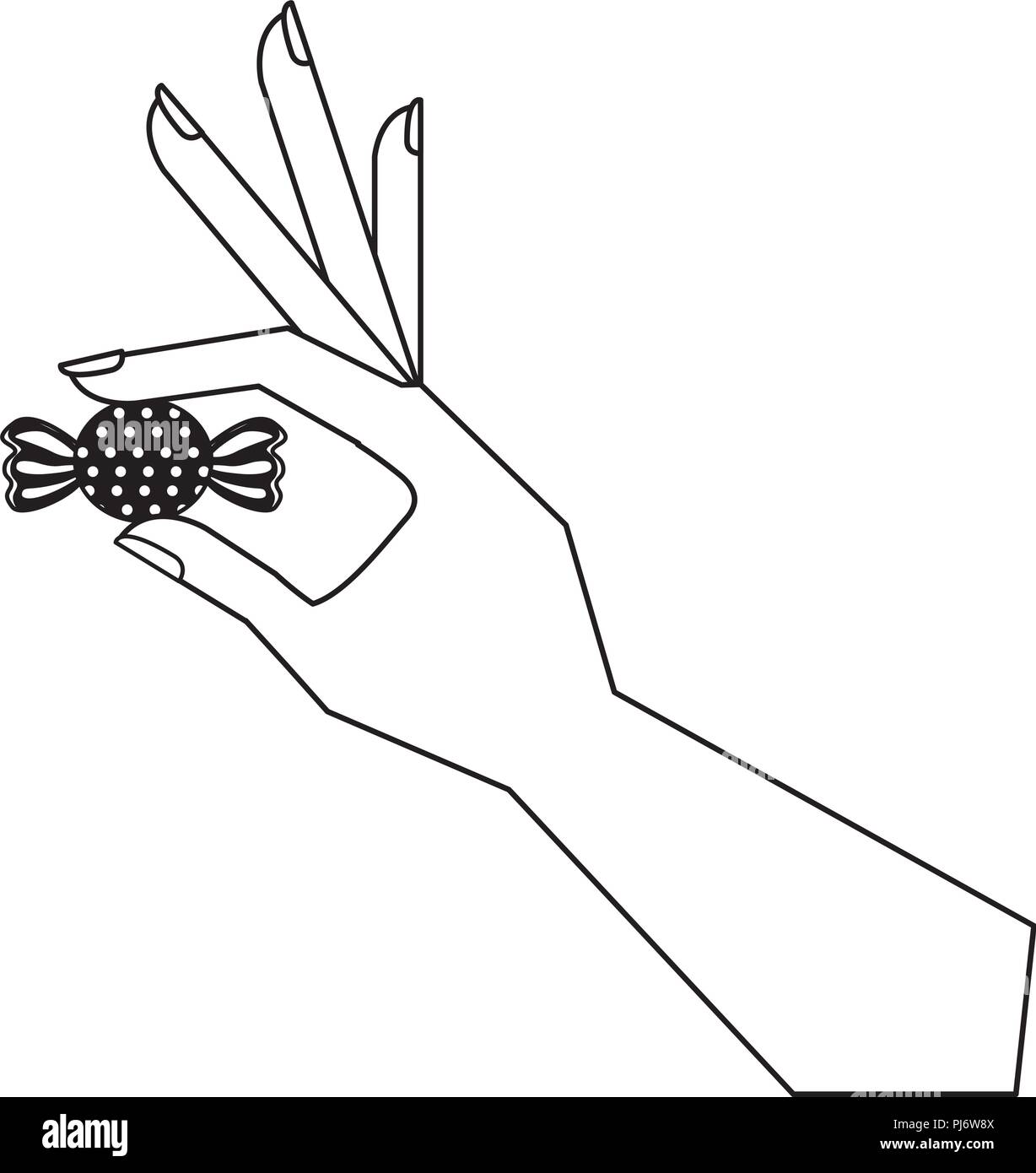 hand holding wrapped sweet candy vector illustration Stock Vector Image ...