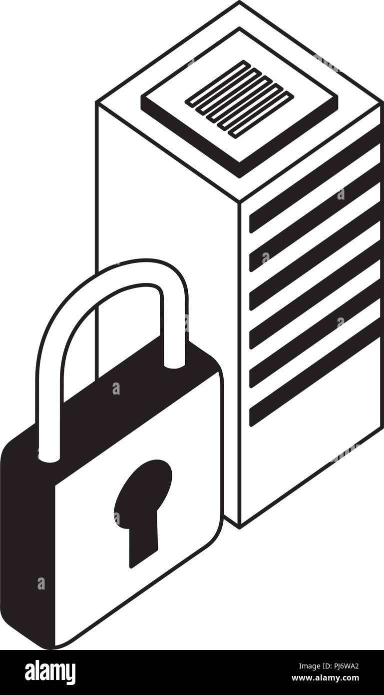 Database Server Center Security Protection Network Vector Illustration