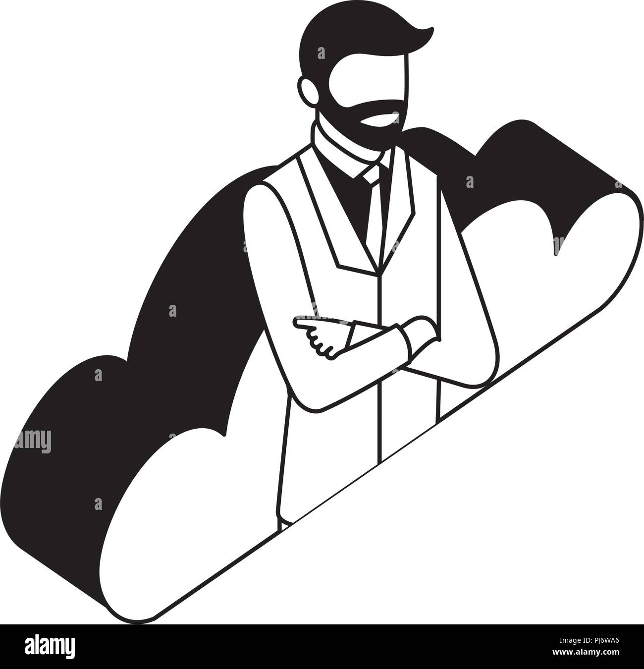 beard businessman cloud computing storage vector illustration Stock ...