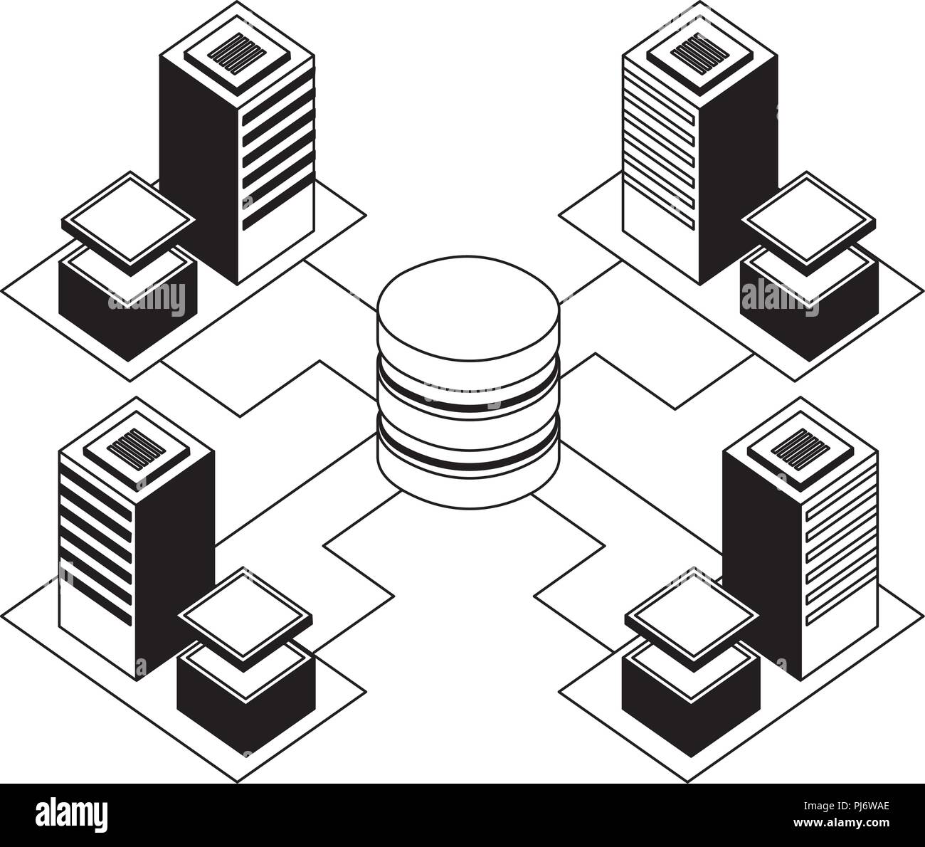 Database Center Connected Server Storage Network Vector Illustration Stock Vector Image And Art
