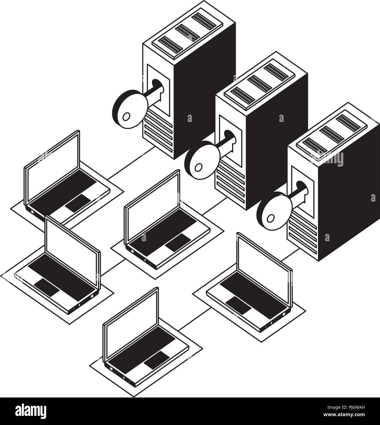 Database Server Center Security Protection Networking Vector