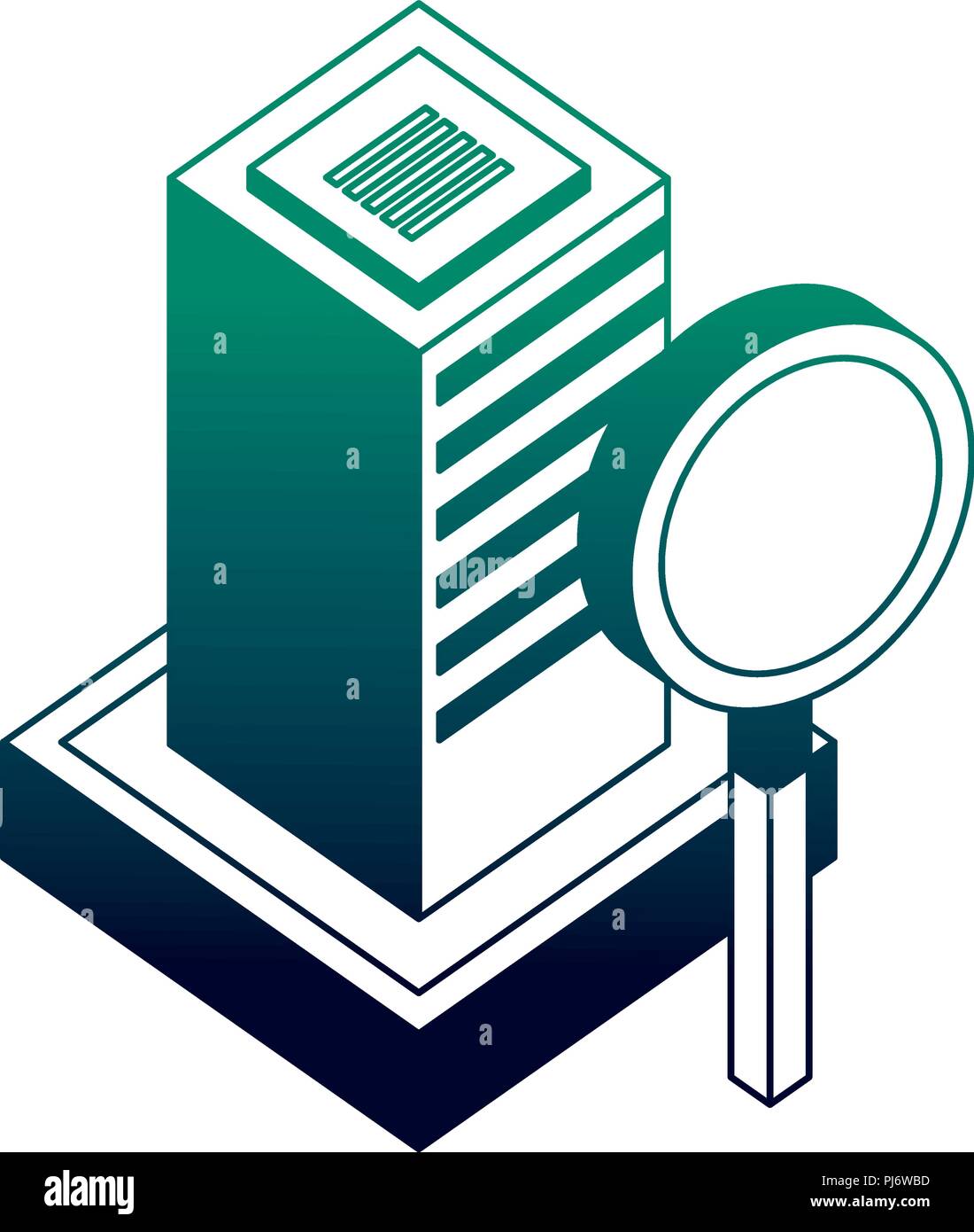 database server center magnifying glass network vector illustration ...