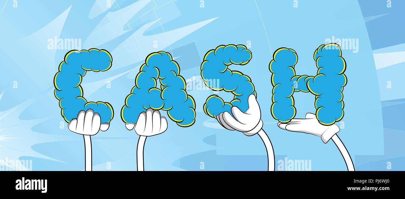 Diverse hands holding letters of the alphabet created the word Cash ...
