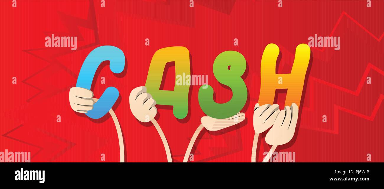 Diverse hands holding letters of the alphabet created the word Cash ...
