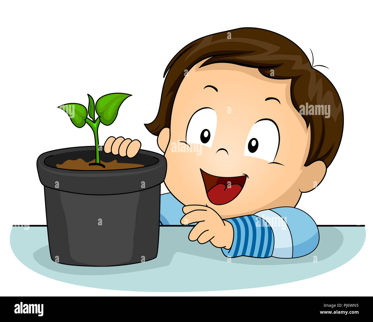 Illustration of a Kid Boy Observing a Potted Plant for Science Class ... Illustration of a Kid Boy Observing a Potted Plant for Science Class ...