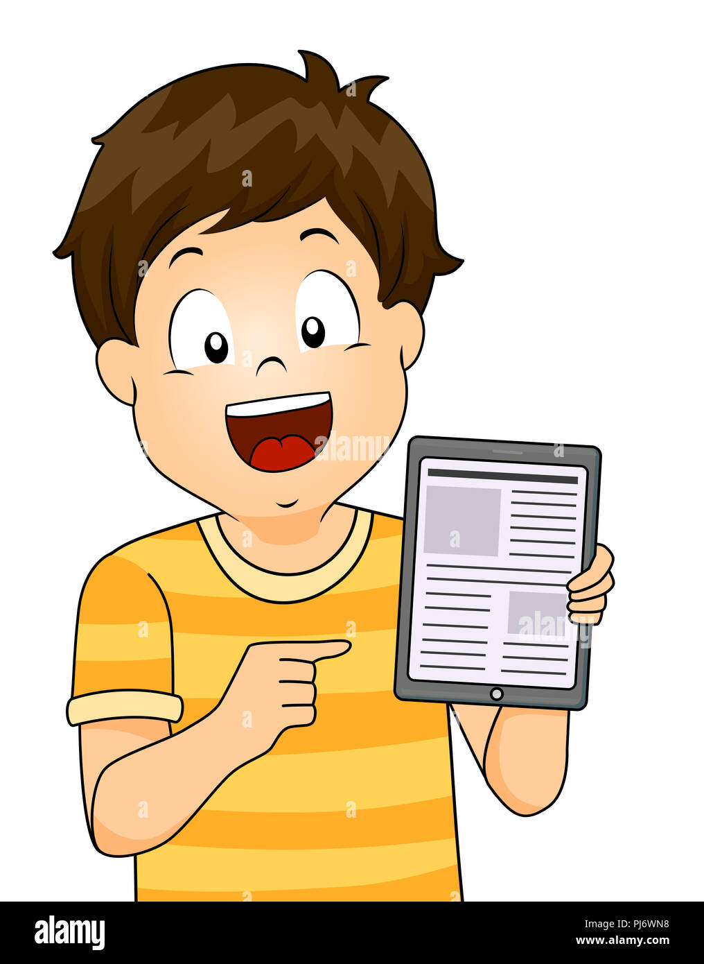 Illustration of a Kid Boy Showing a Computer Tablet Showing Internet ...