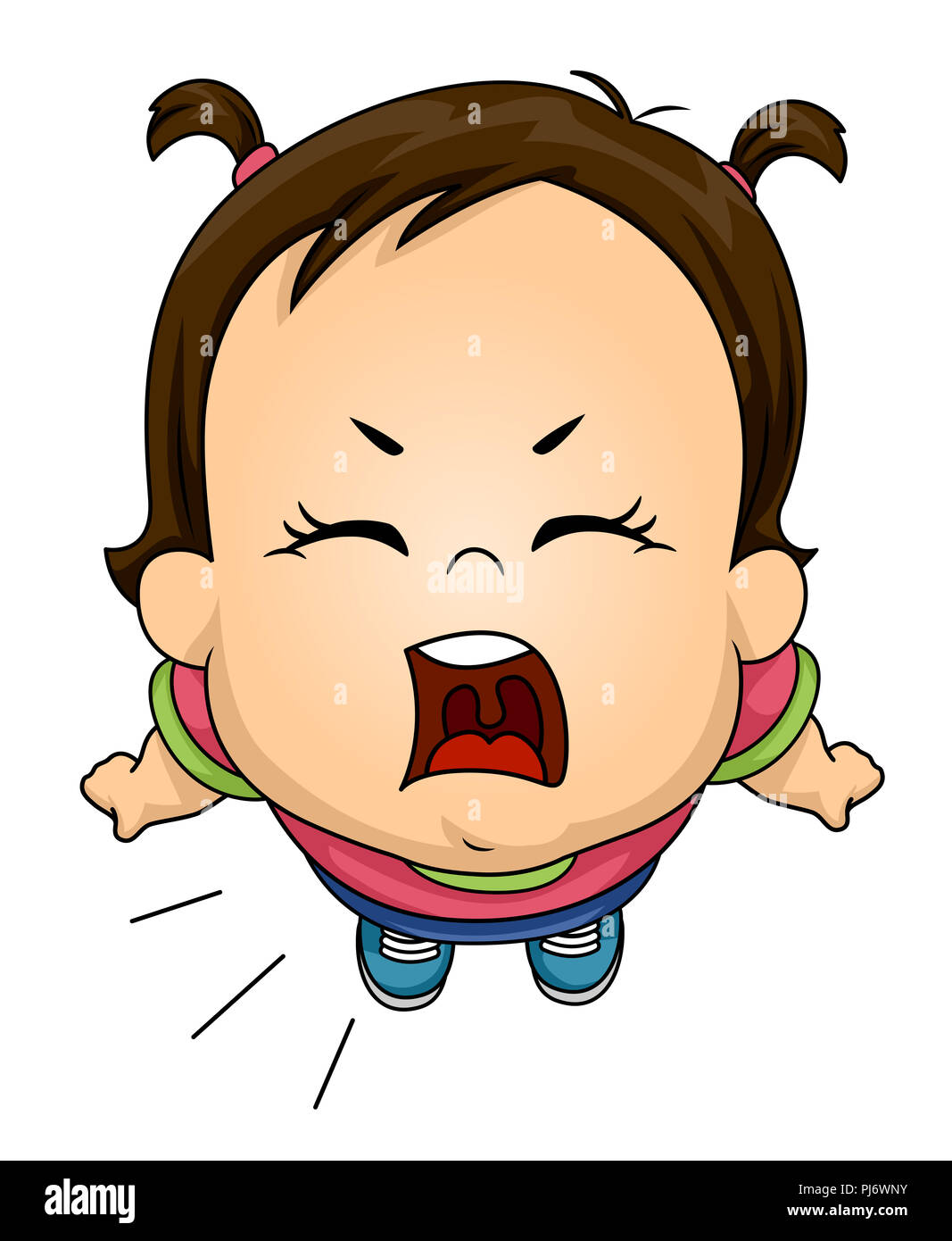 Illustration of a Kid Girl Toddler Shouting Loud Stock Photo - Alamy