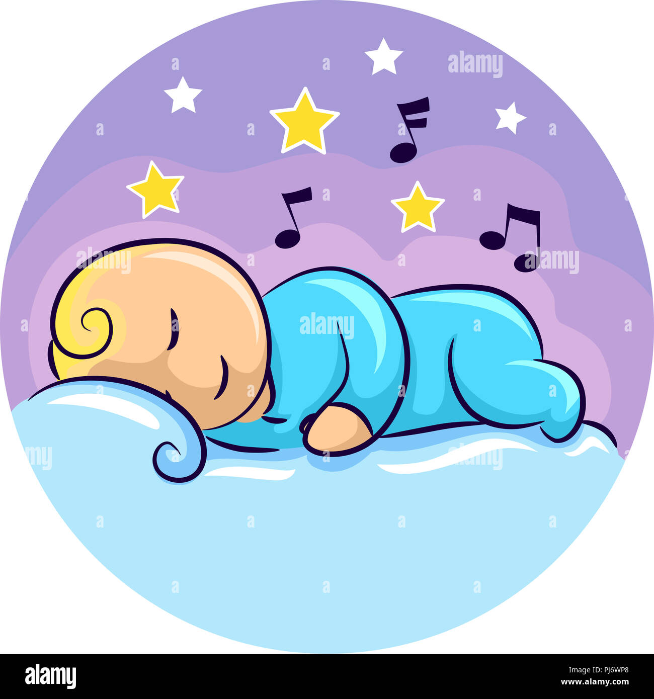 Illustration of a Baby Sleeping Wearing Onesies and Surrounded by Stars ...