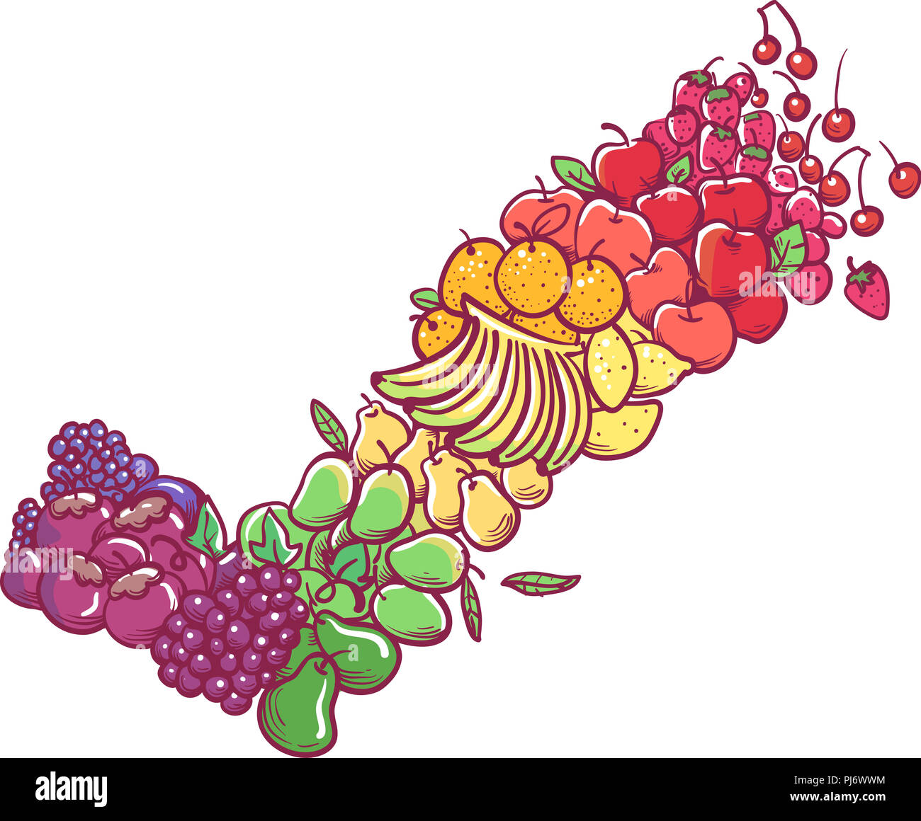 Illustration of Different Fruits of Different Colors from Berries to ...