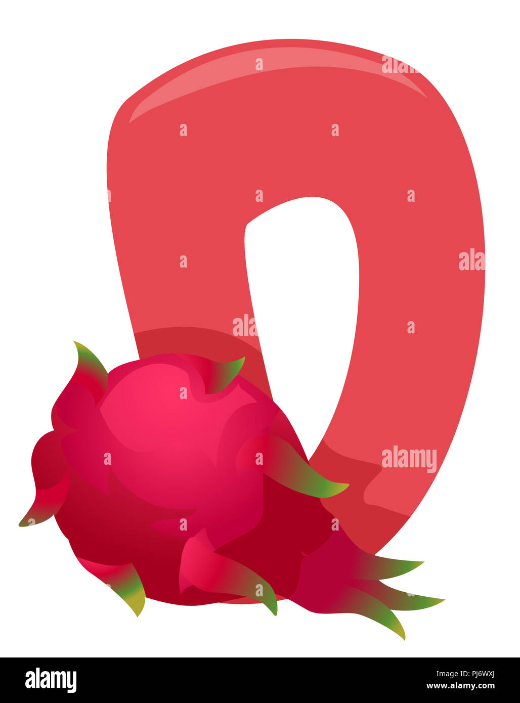 Illustration of Fruit Alphabet, a Red Letter D and a Dragon Fruit Stock ...