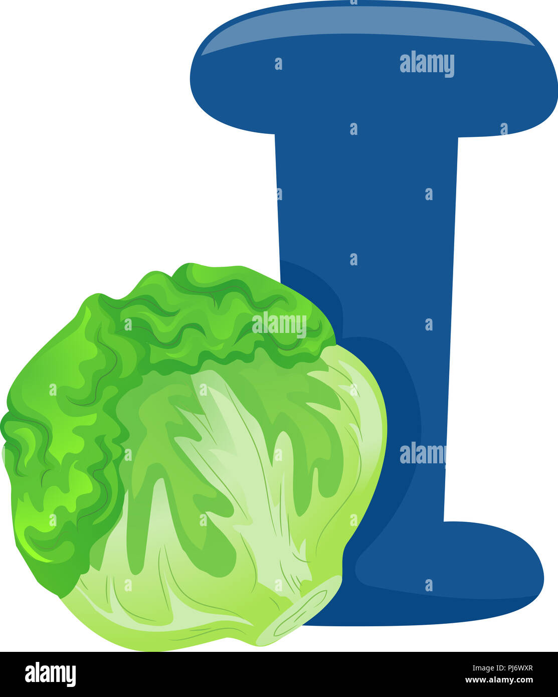 Illustration of Vegetables Alphabet, a Blue Letter I and an Iceberg ...