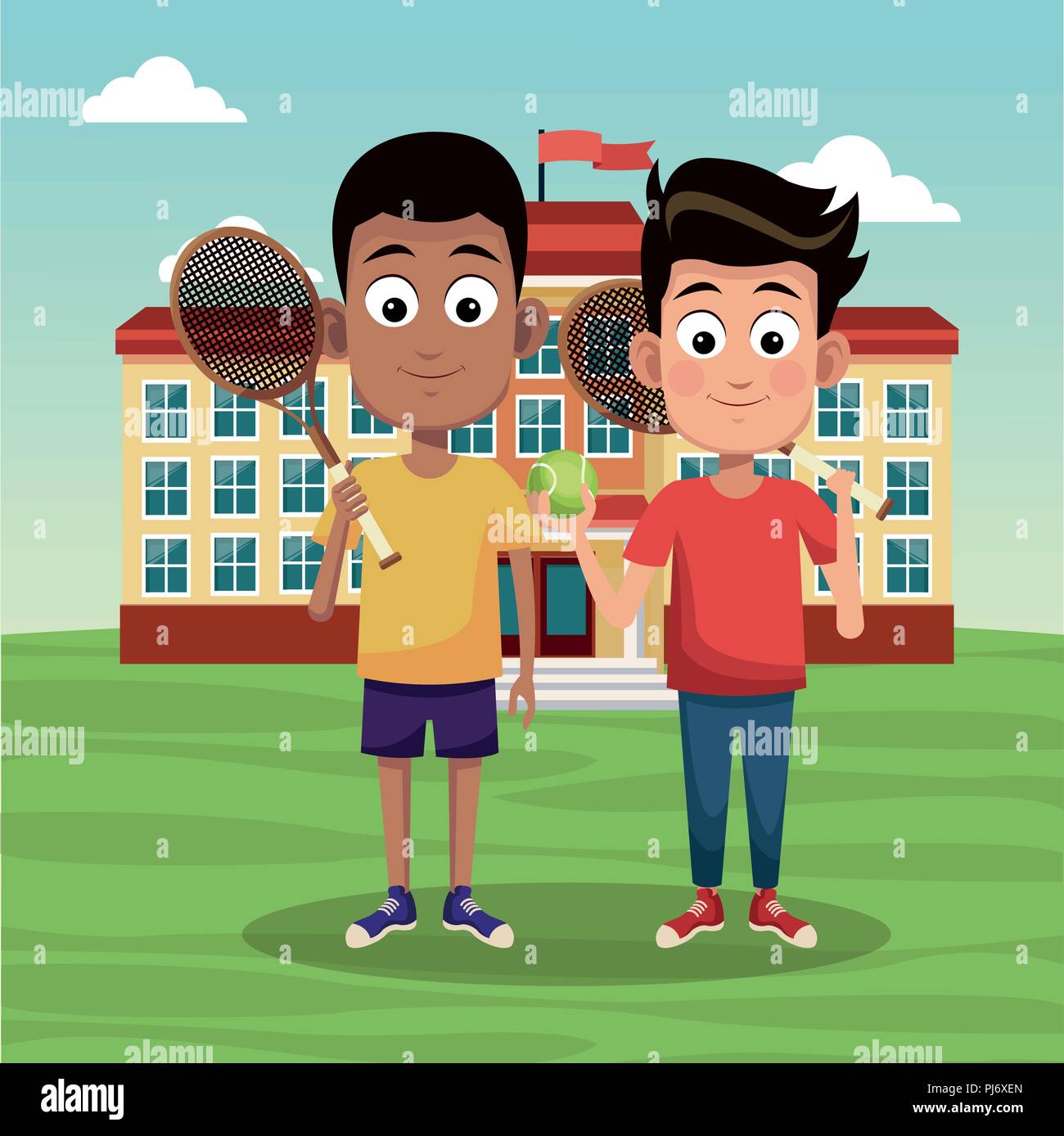 Tennis school team Stock Vector Image & Art - Alamy