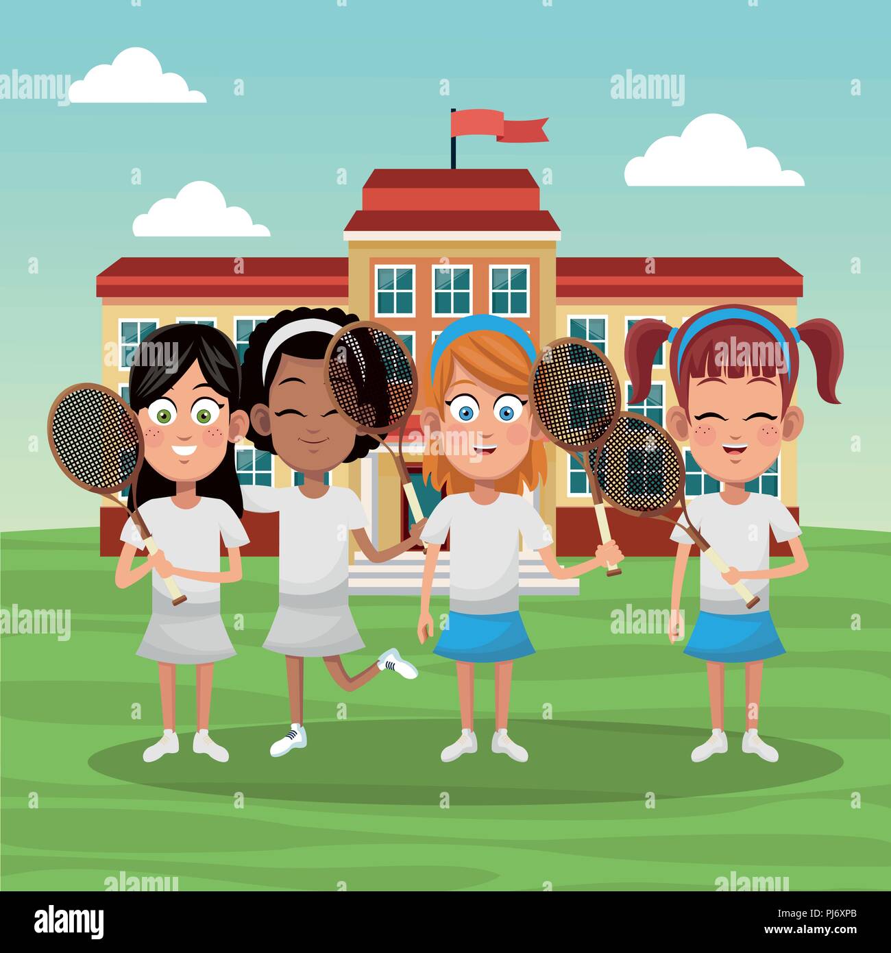 Tennis school team Stock Vector Image & Art - Alamy
