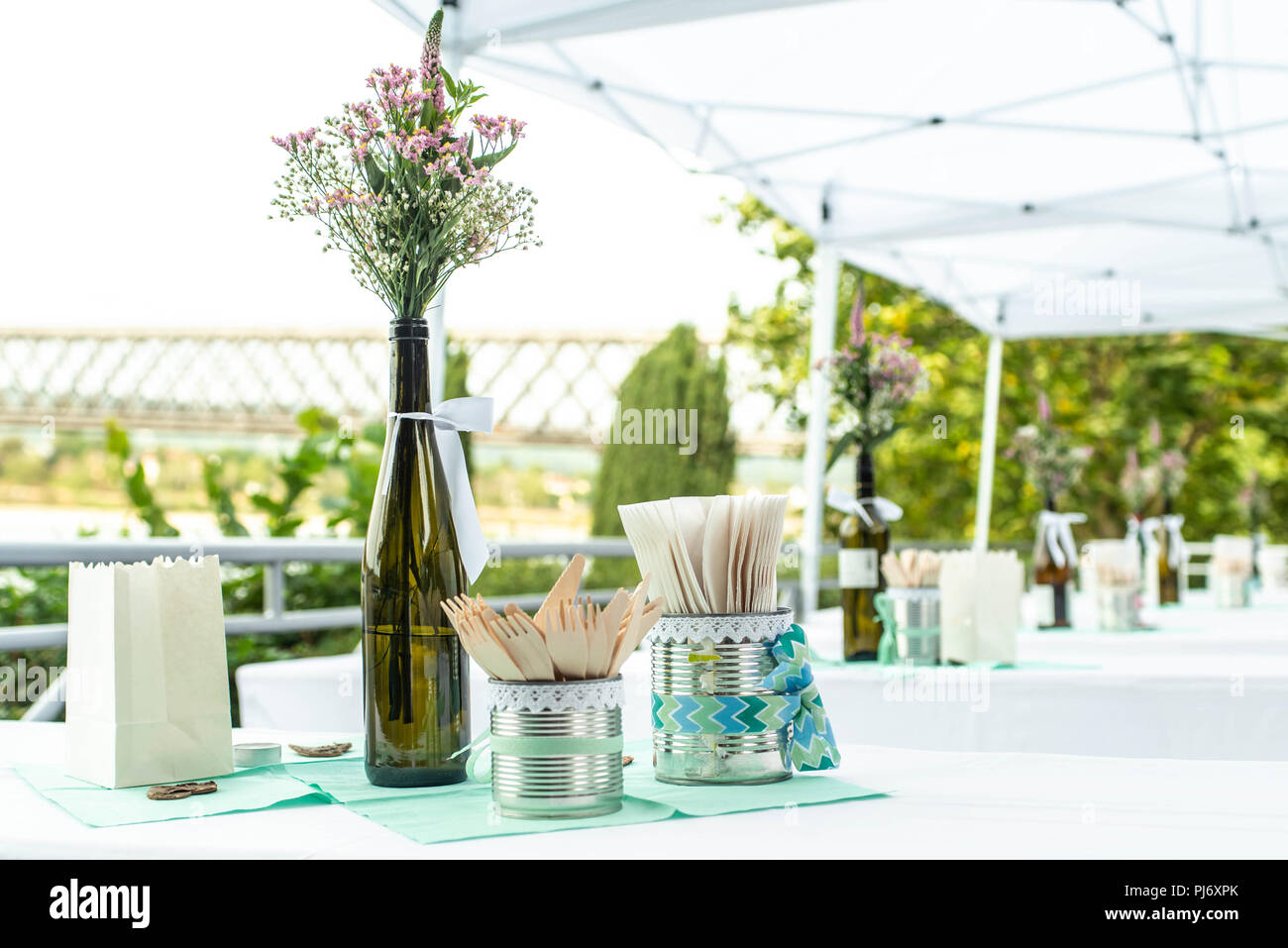 flowers settings decoration outdoor setup for a wedding with pink ...