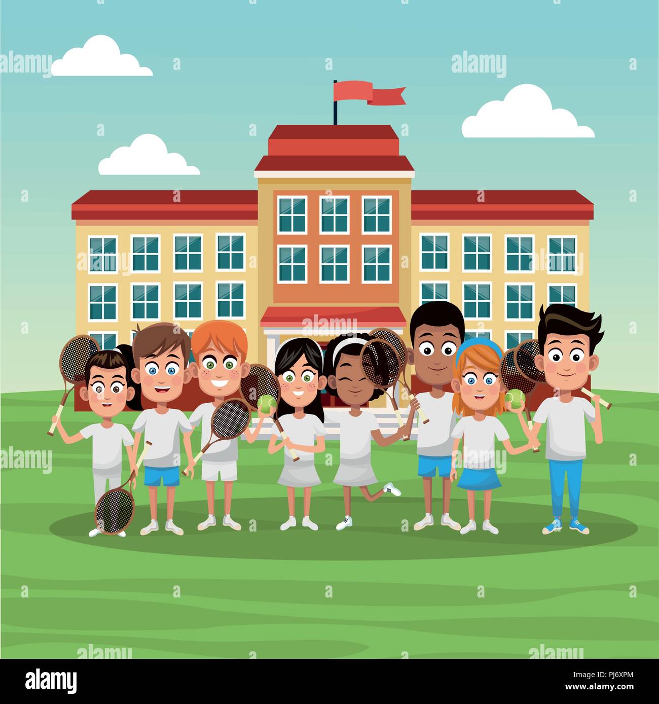 Tennis school team Stock Vector Image & Art - Alamy