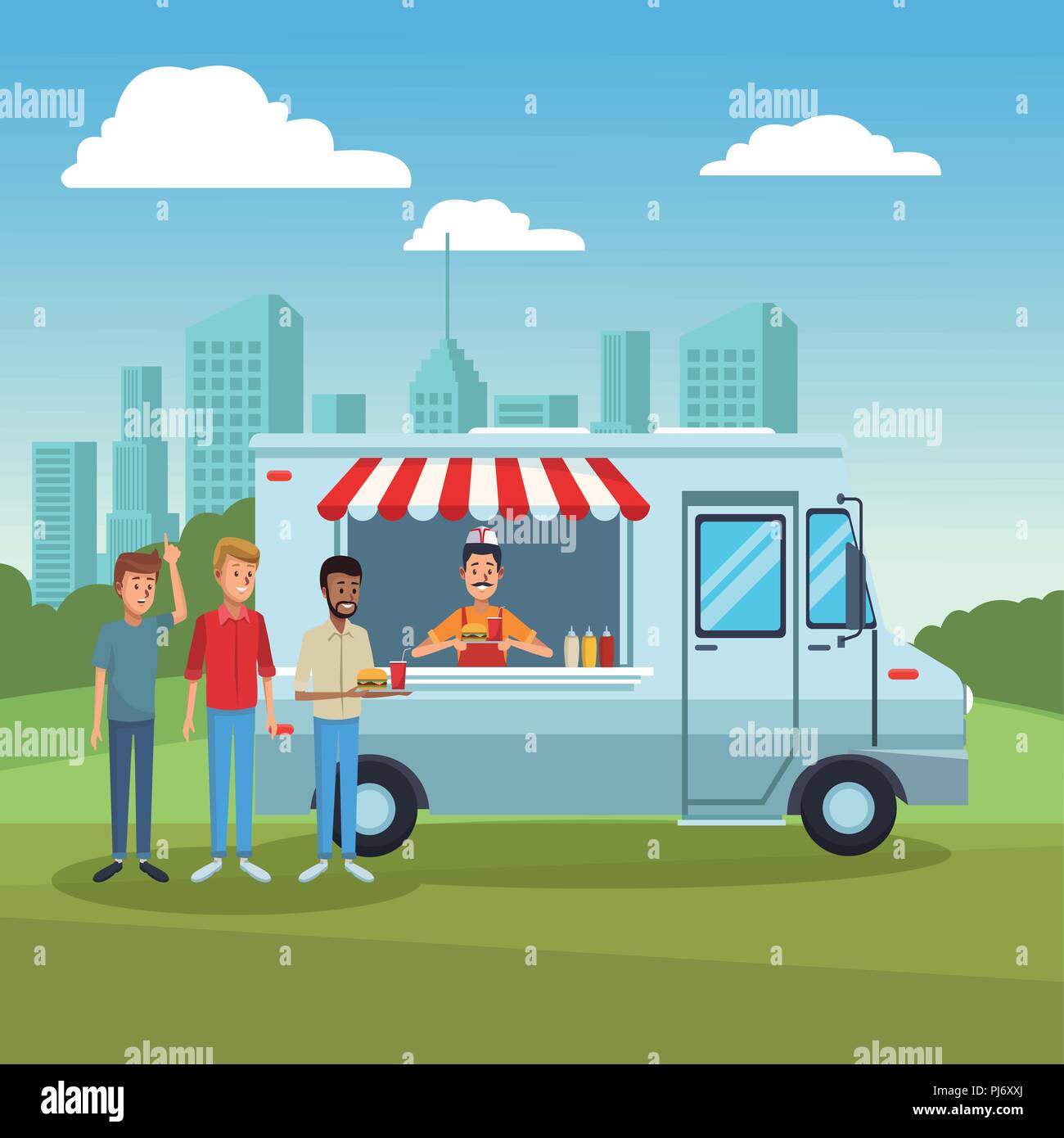 Food truck rear view Stock Vector Images - Alamy
