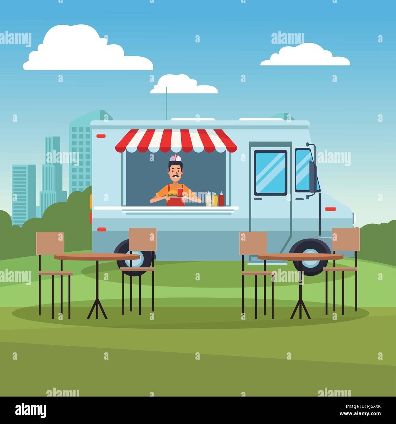 Food truck rear view Stock Vector Images - Alamy