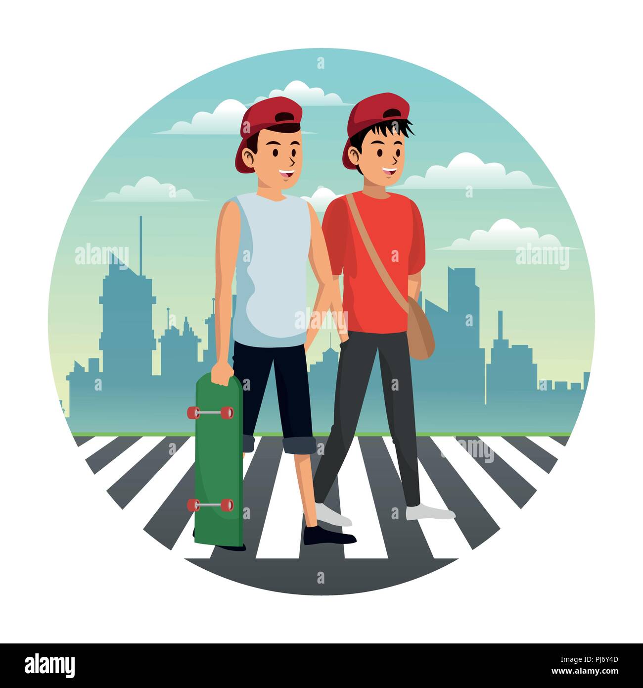 Group people pedestrian crossing Stock Vector Images - Alamy