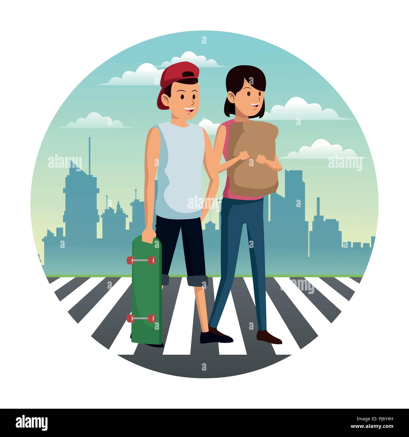 Busy pedestrian street people Stock Vector Images - Alamy