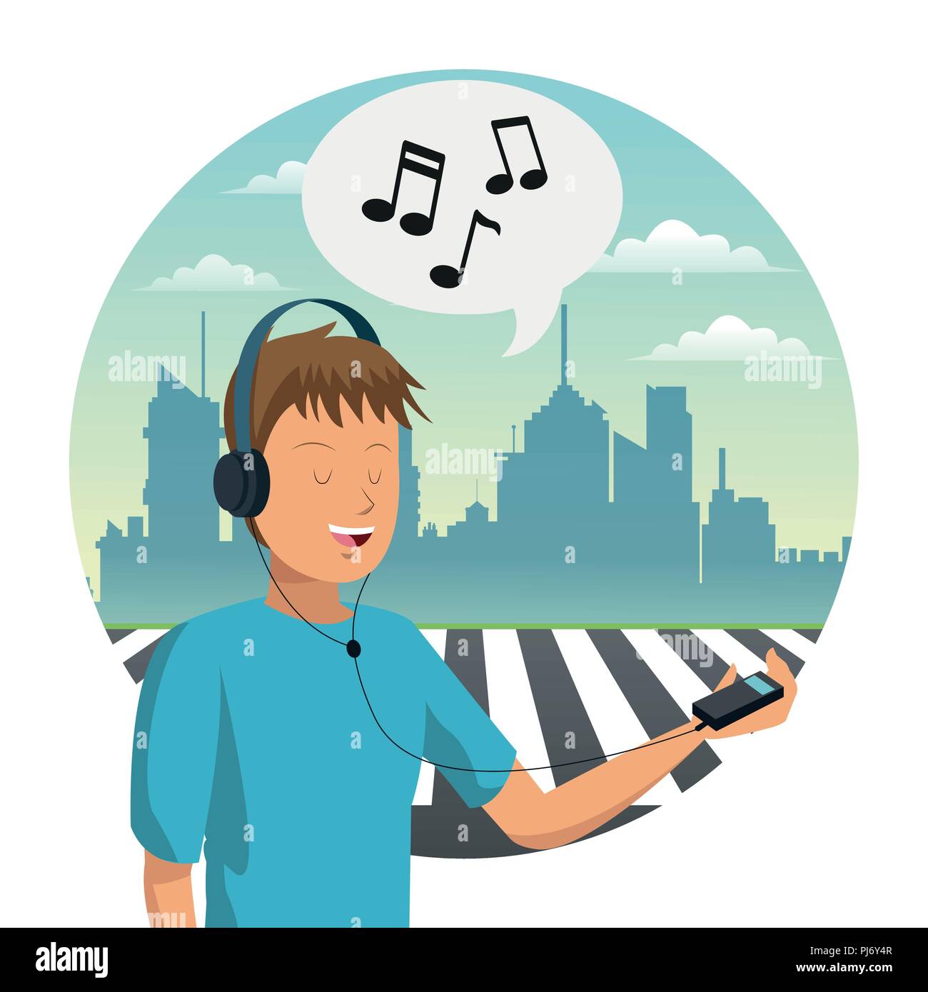 Young man listen music Stock Vector Image & Art - Alamy