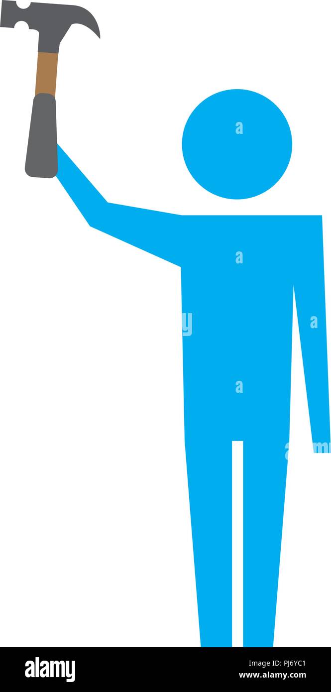 man pictogram holding hammer tool repair Stock Vector Image & Art - Alamy
