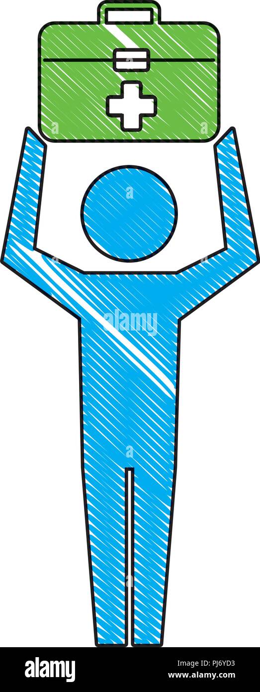 man pictogram holding medical kit first aid Stock Vector Image & Art ...