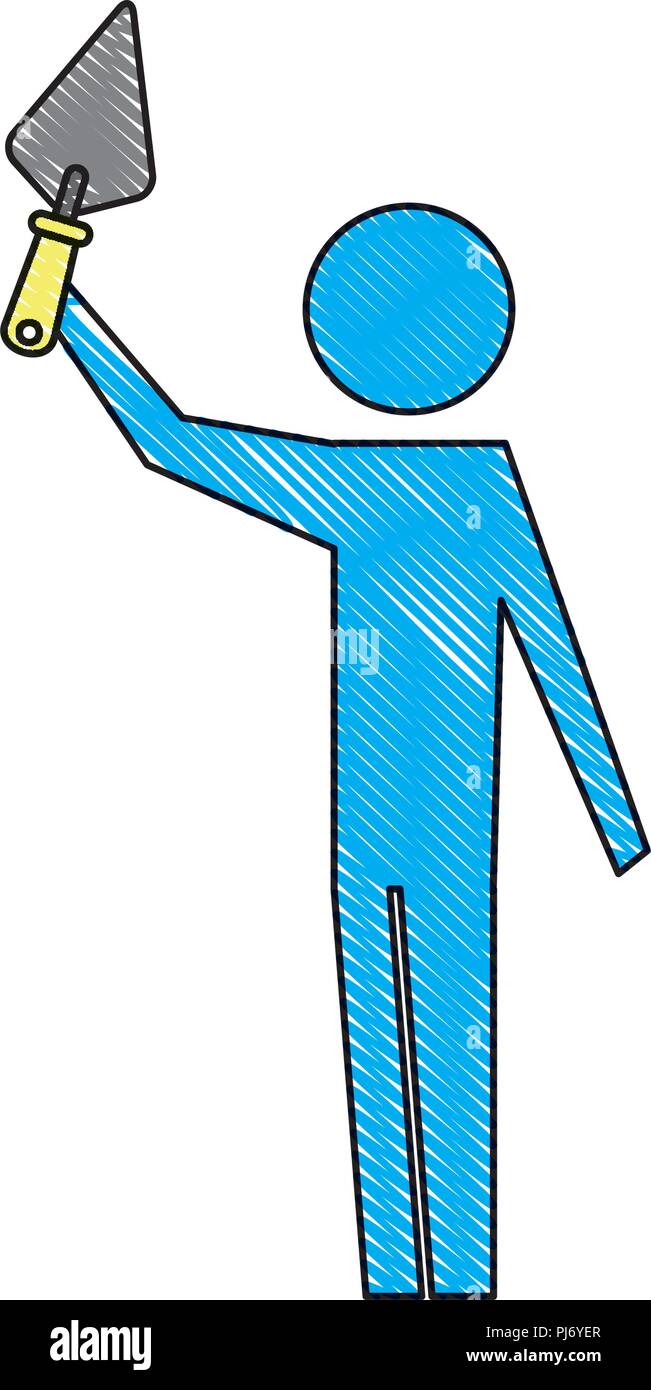 man pictogram holding trowel construction tool Stock Vector Image & Art ...