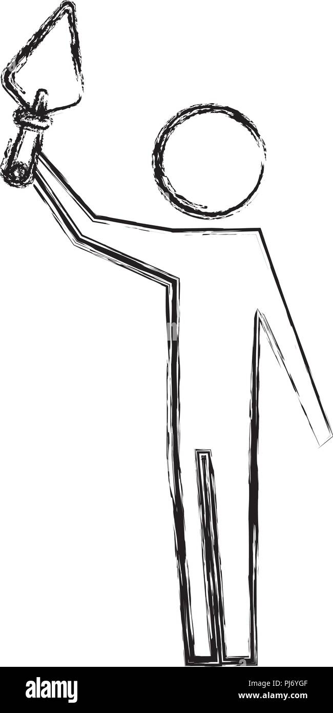 man pictogram holding trowel construction tool Stock Vector Image & Art ...