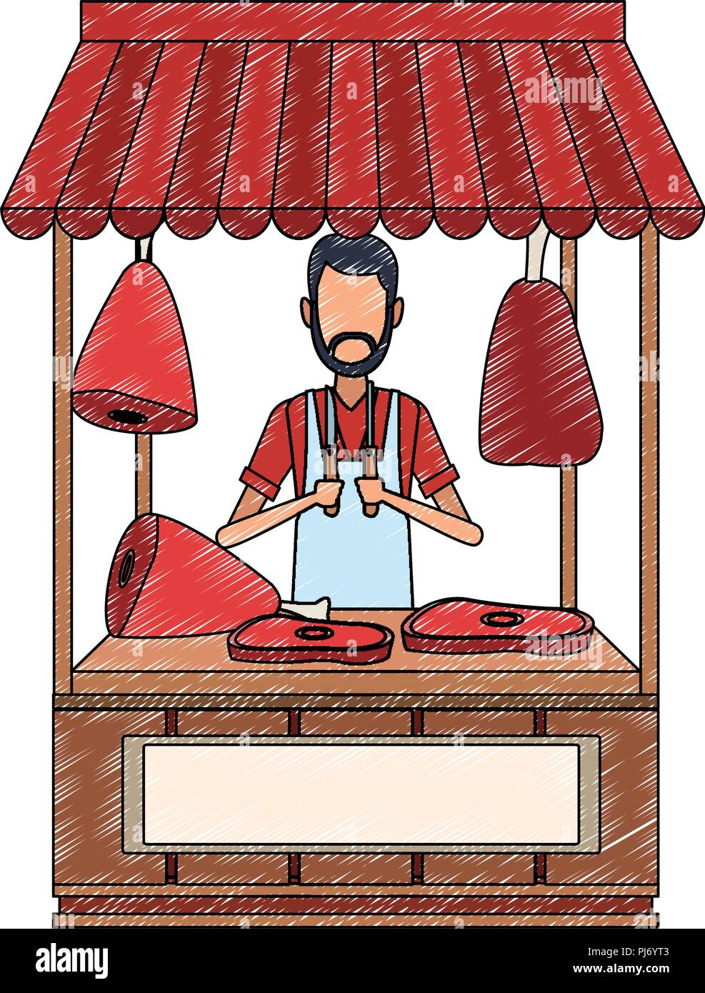 Butcher stand isolated scribble Stock Vector Image & Art - Alamy